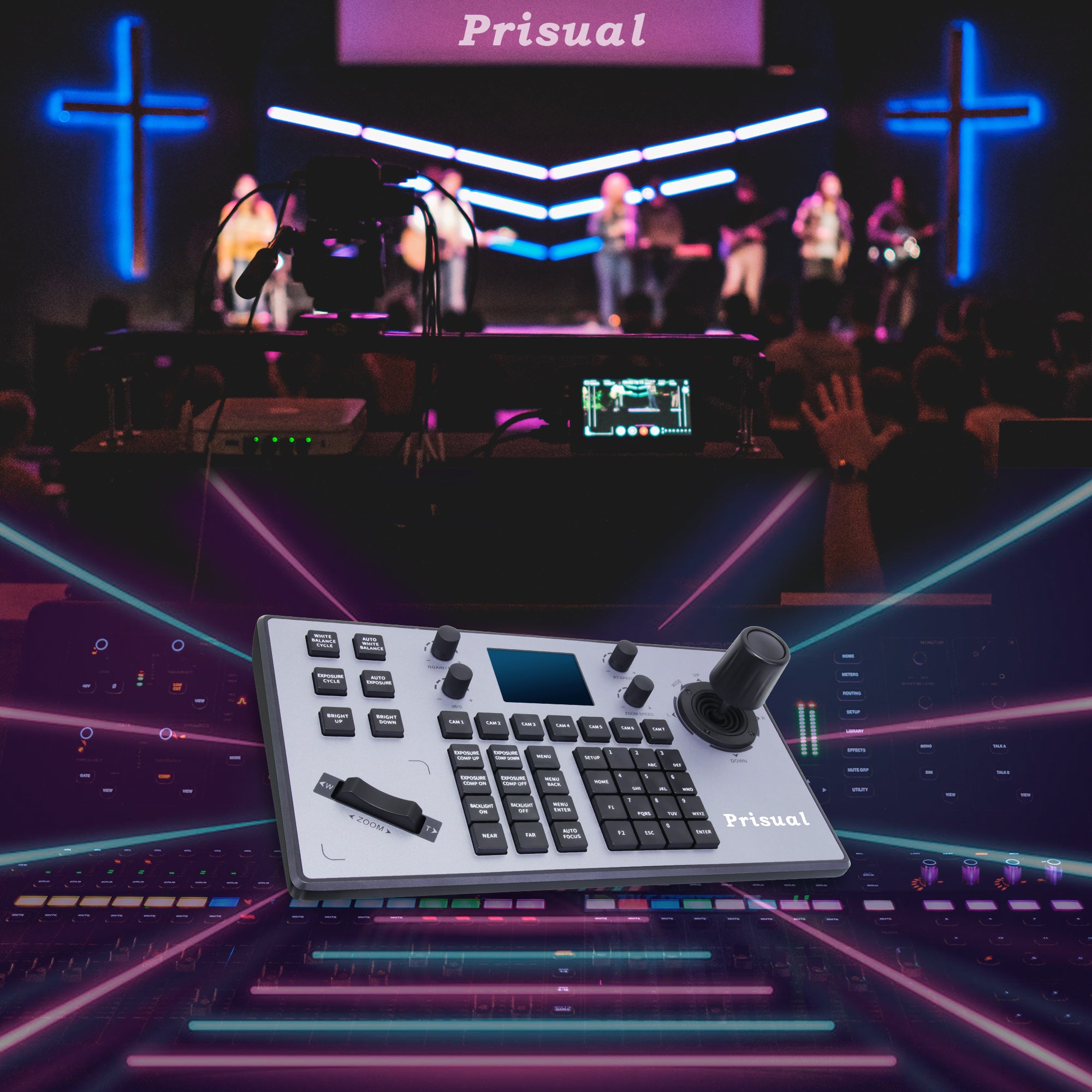 Prisual 4K NDI PTZ Camera 20X Optical Zoom HDMI/SDI/USB/IP PTZ Bundle