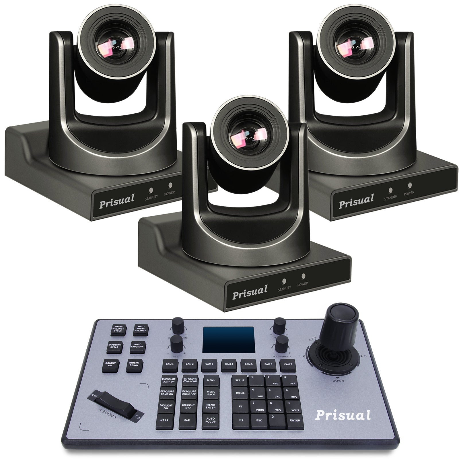 Prisual PTZ Camera 20X Optical Zoom HDMI/SDI/IP PTZ Bundle (3pcs) with