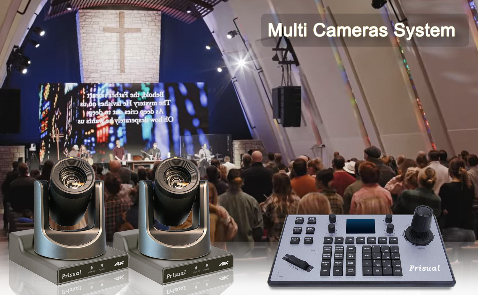 Prisual 4K NDI PTZ Camera 20X Optical Zoom HDMI/SDI/USB/IP PTZ Bundle